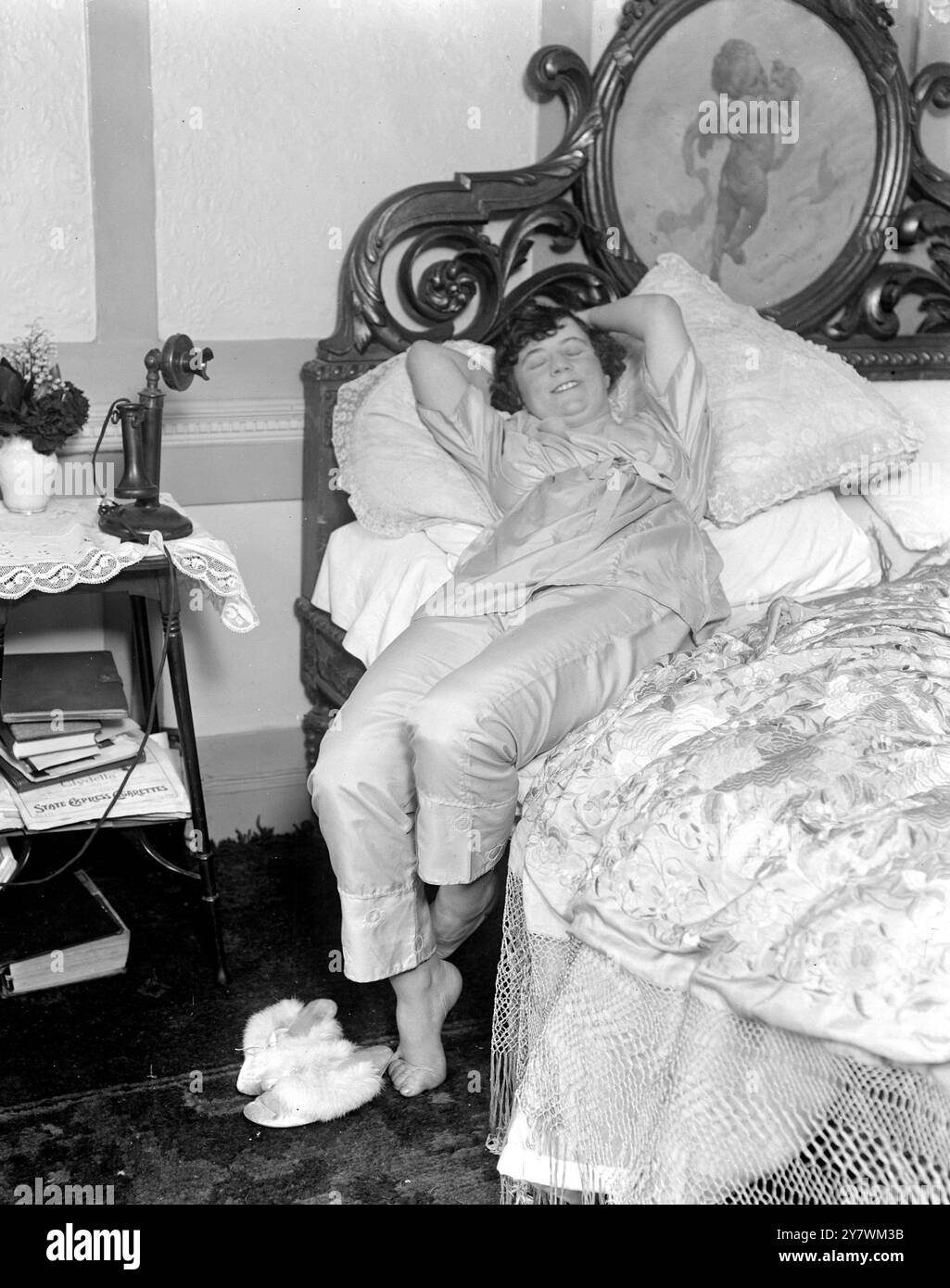 Mademoiselle Edmee Dormeuil , actress , at her home in Charles Street ...