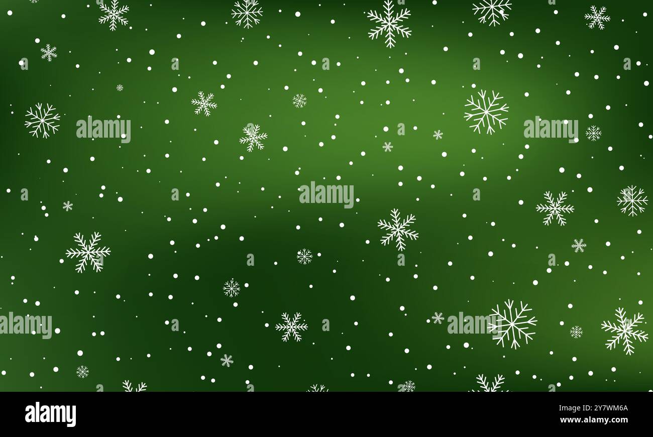 Horisontal green background with snowfall Stock Vector Image & Art - Alamy