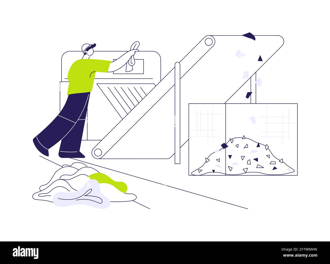 Used textile shredding abstract concept vector illustration Stock ...