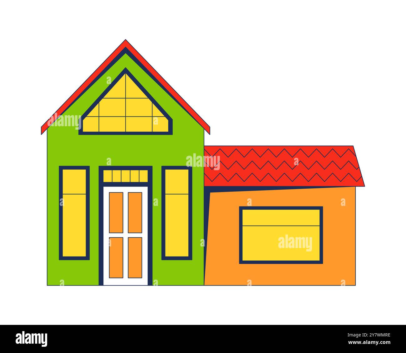 Modern house with garage 2D cartoon object Stock Vector Image & Art - Alamy