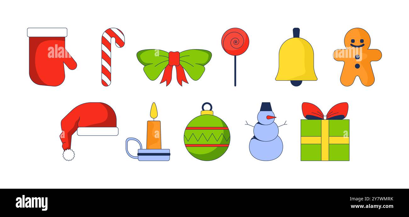 Christmas ornaments 2D cartoon objects set Stock Vector Image & Art - Alamy