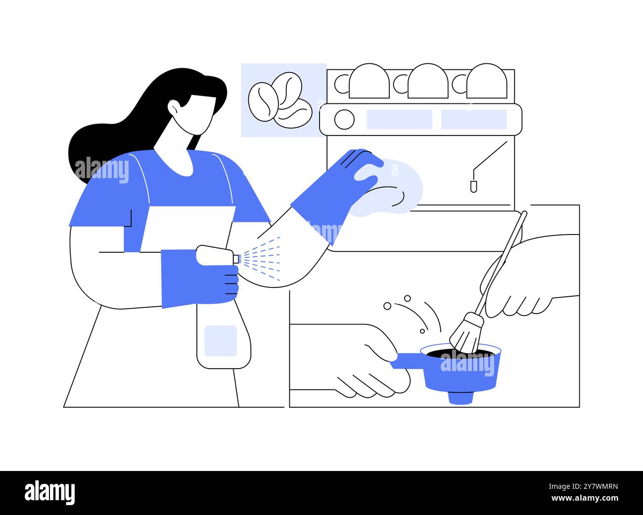 Cleaning coffee machine isolated cartoon vector illustrations Stock ...