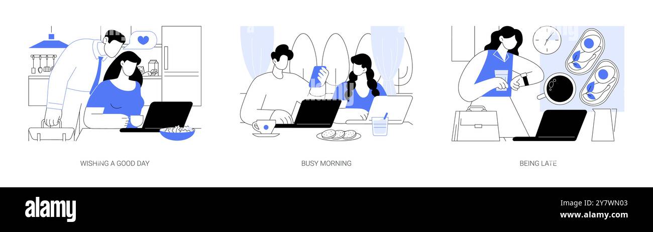 Busy morning isolated cartoon vector illustrations se Stock Vector ...