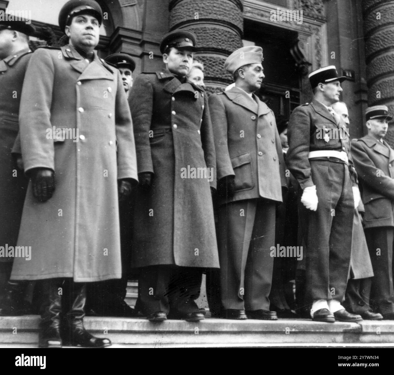 Two Russian and two French officers stand on the steps of Vienna's ...