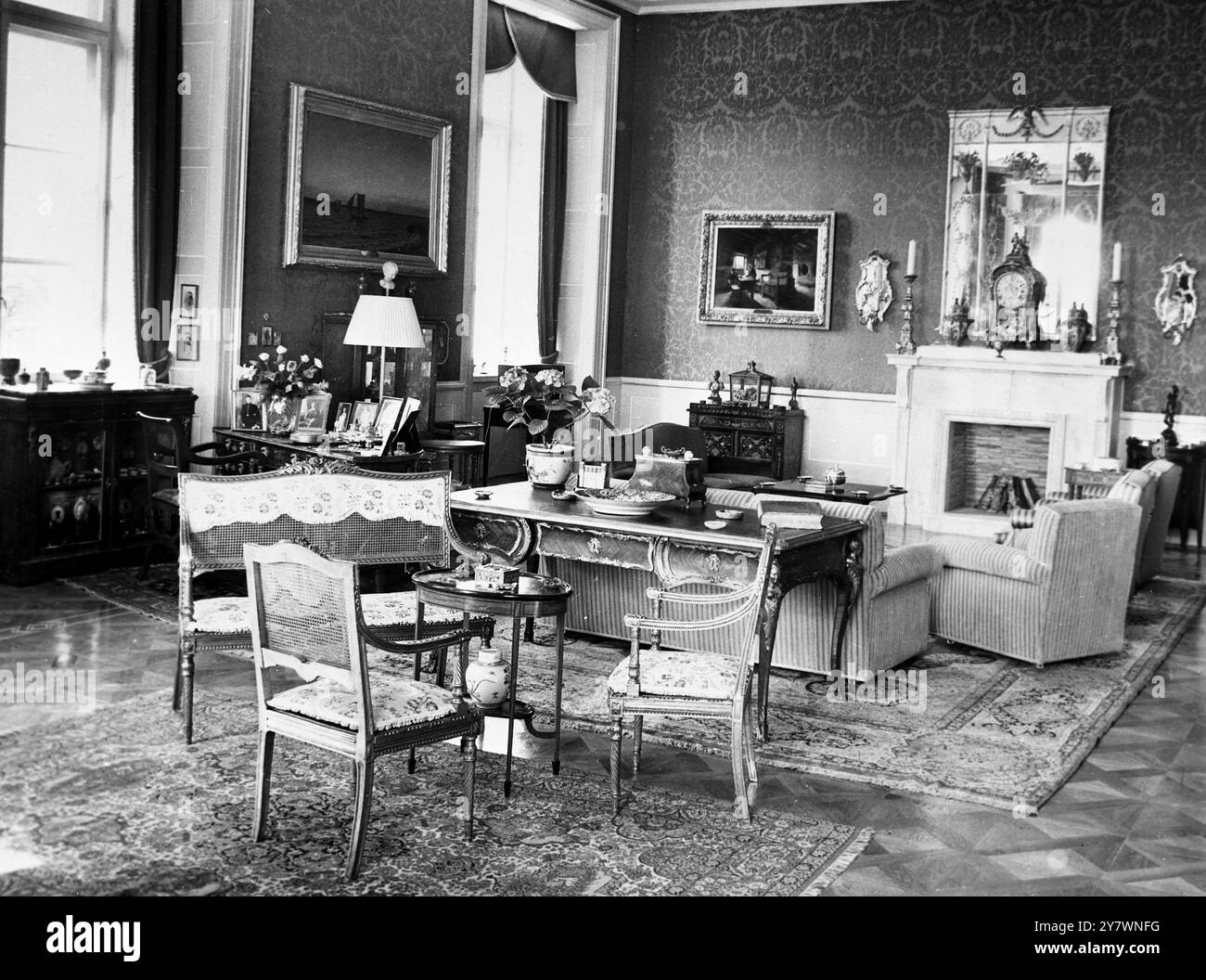 Home of the Danish Royalty . A view inside the King's drawing room in ...