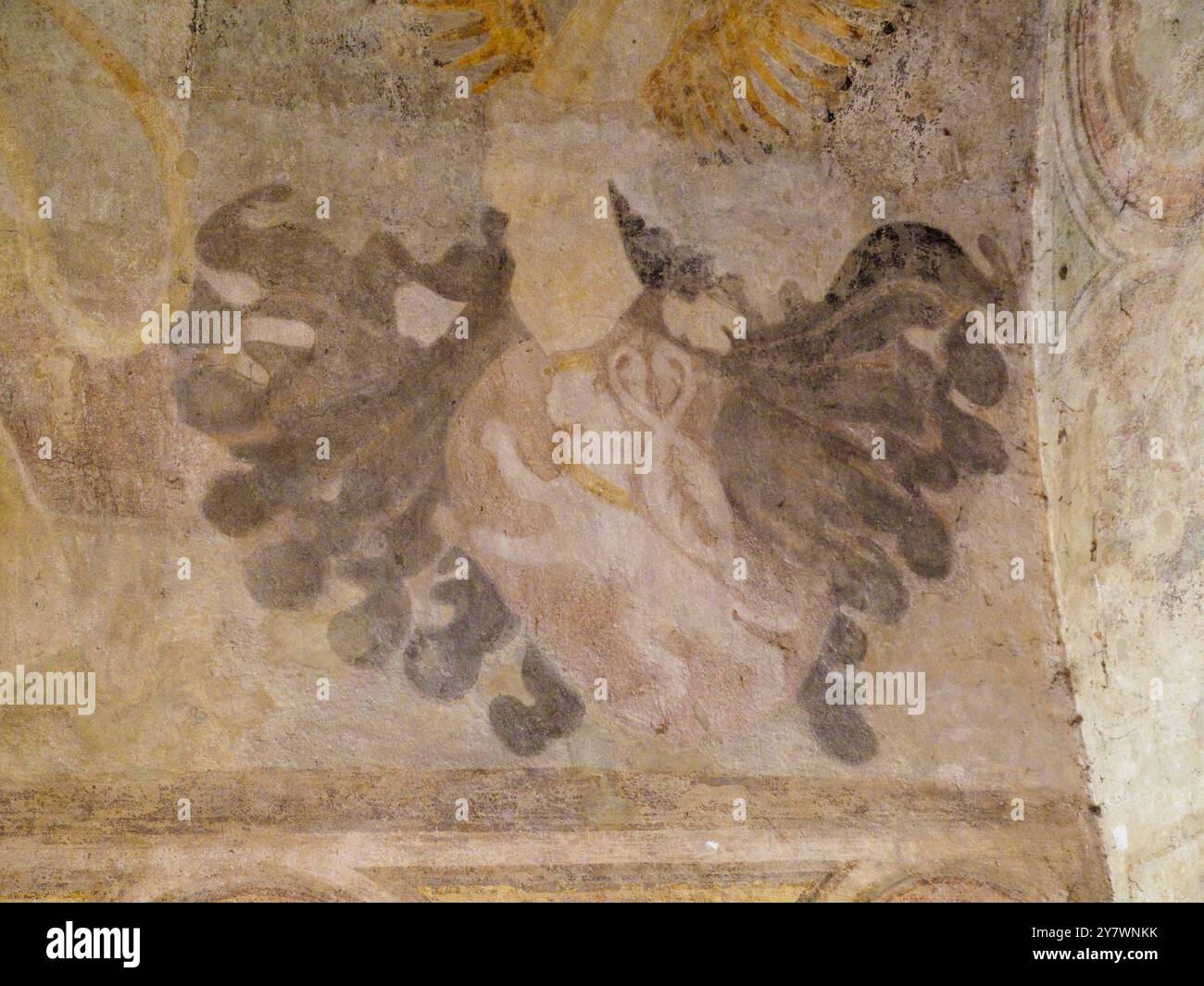 Mantua, Italy September 30th 2024 Medieval fresco showing a ...