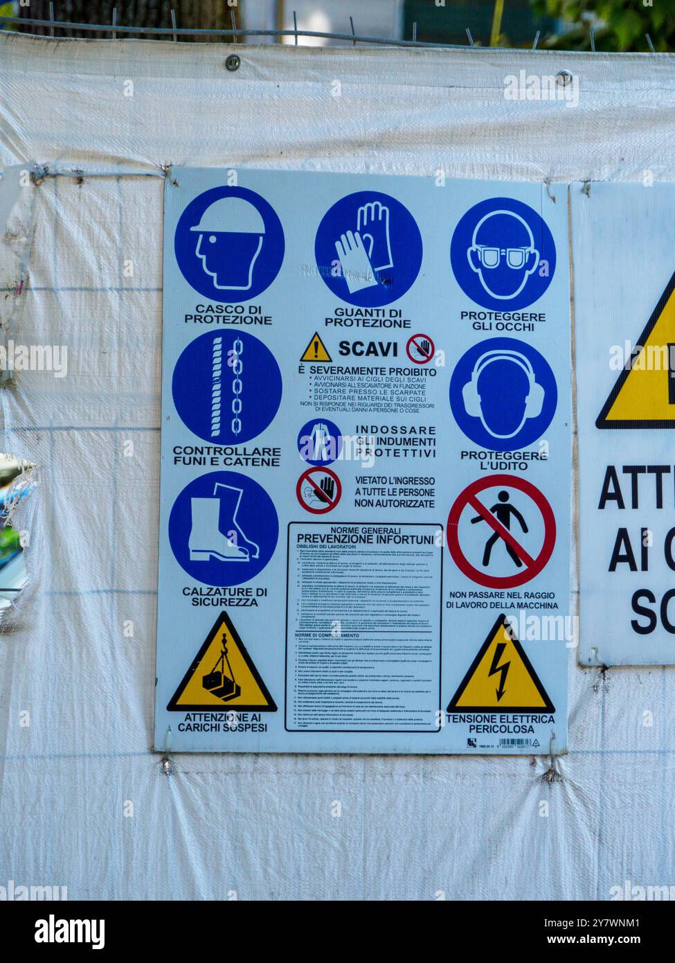 Mantua, Italy September 30th 2024 Mandatory signs showing personal ...