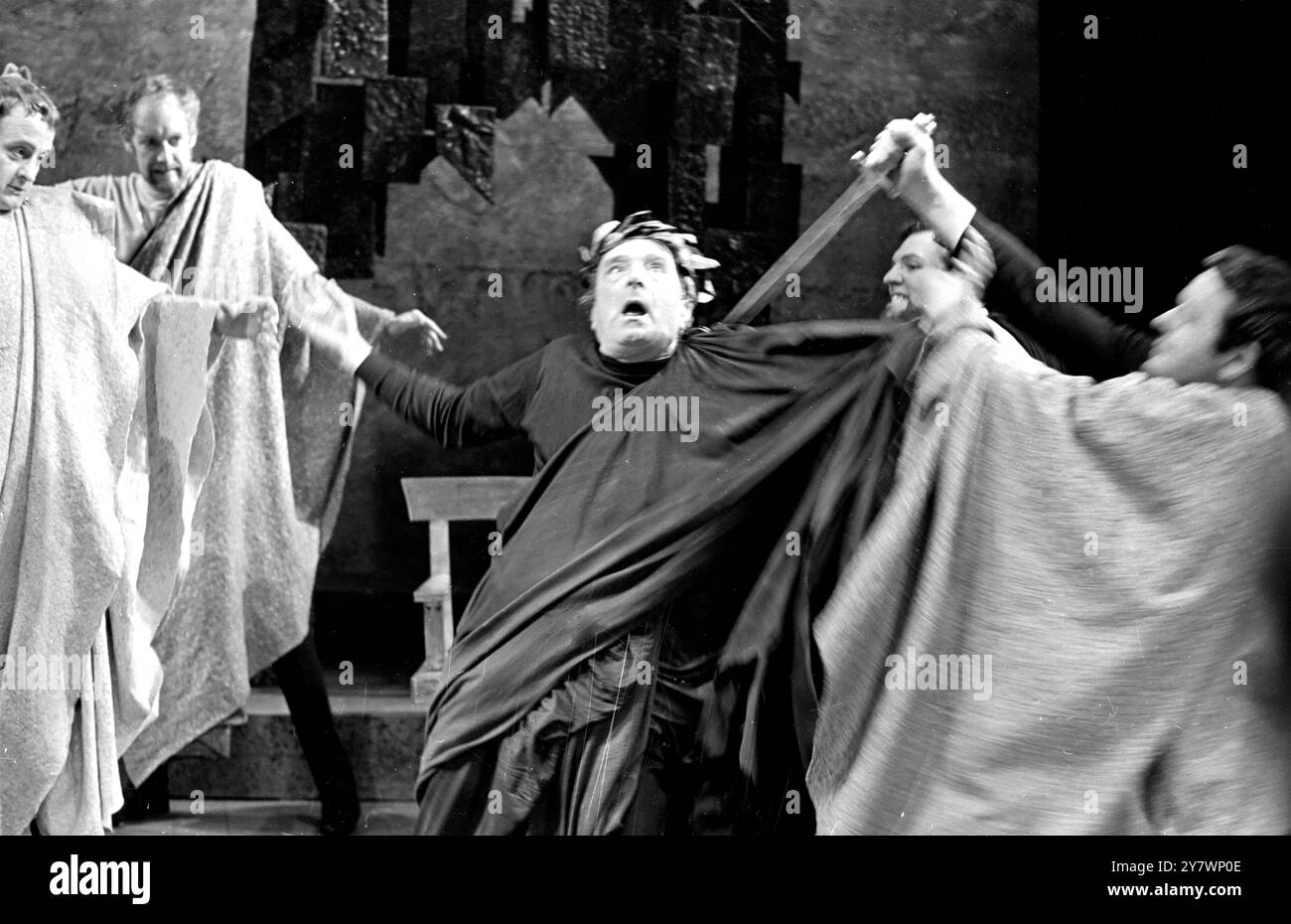 Caesar , played by Paul Curran , about to be stabbed in the back by ...