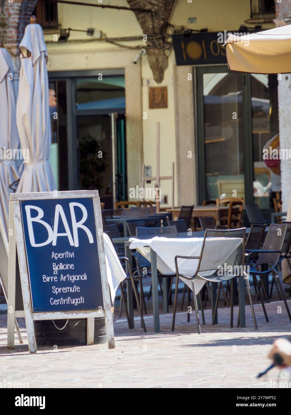 Mantua, Italy September 30th 2024 An outdoor bar sign displaying a menu ...