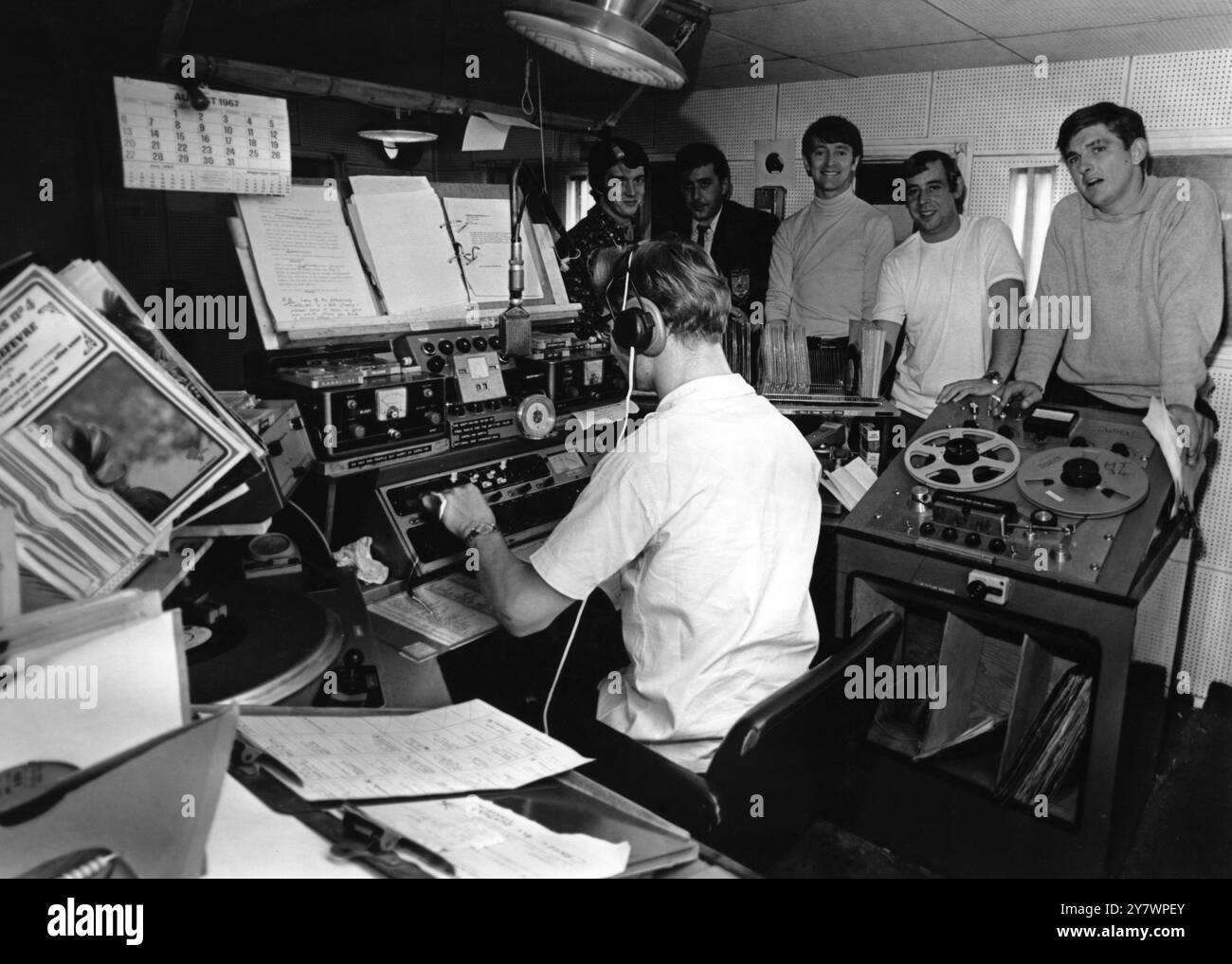 Dis jockeys of the pirate radio ship , Radio Caroline North pictured in ...