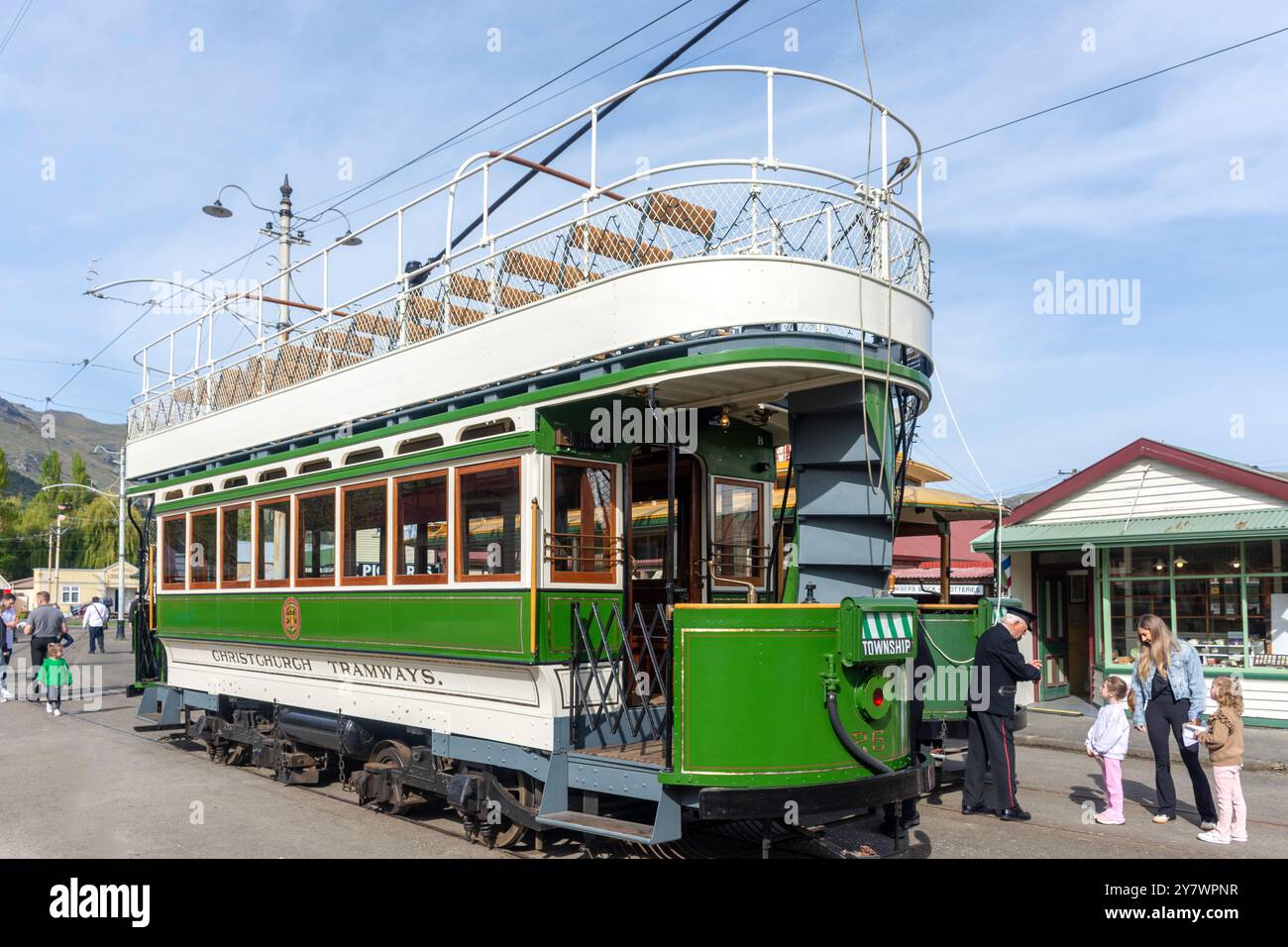 Open-top vintage tram, Ferrymead Heritage Park, Ferrymead, Christchurch ...