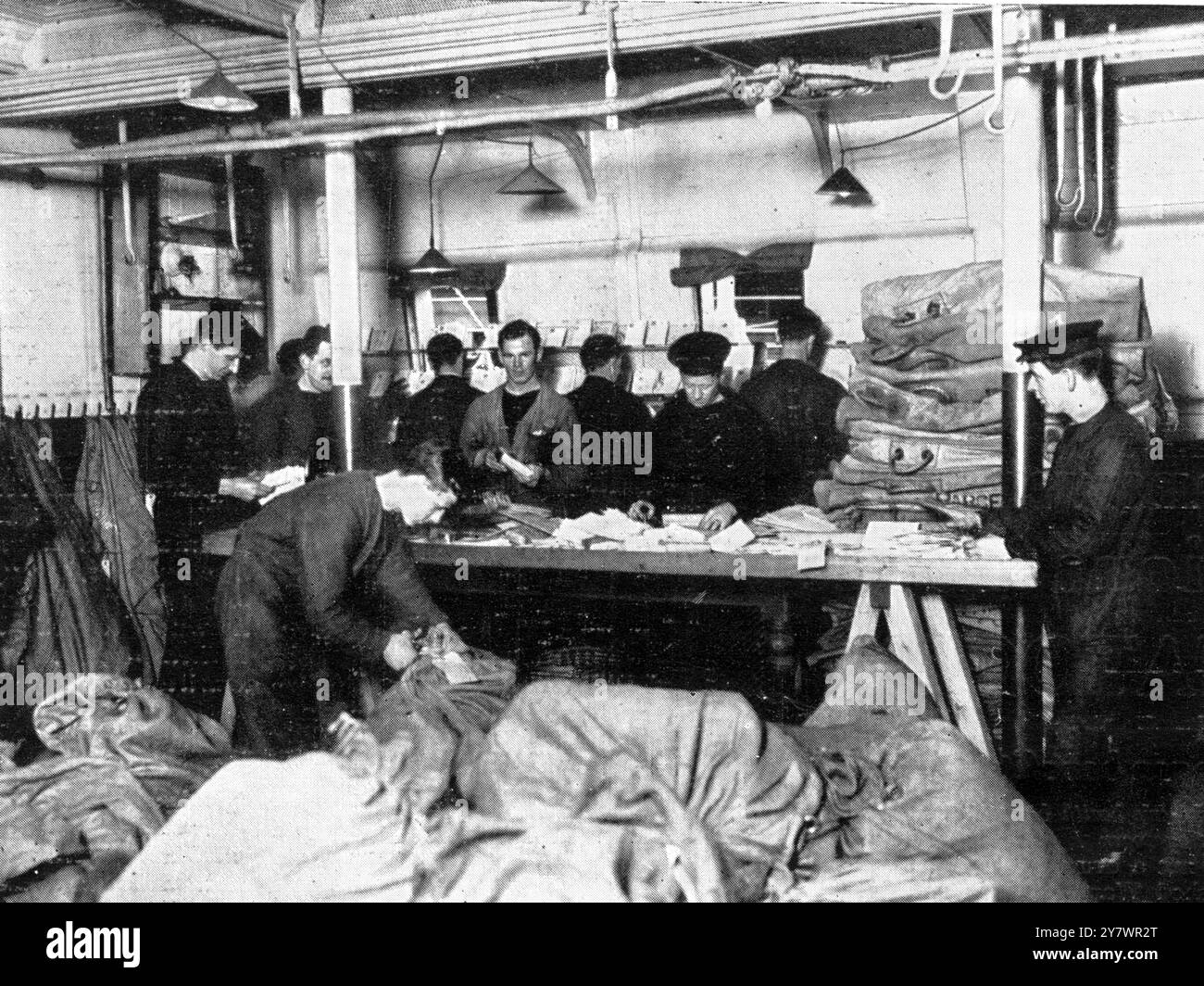 With The British Navy in War - Time : Sorting letters on H . M . S ...