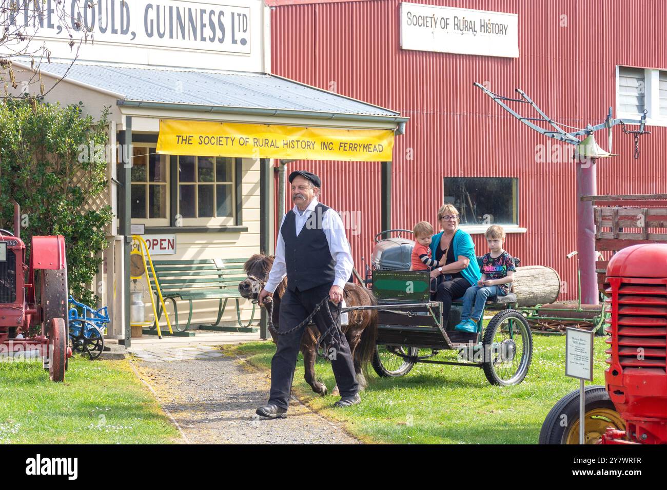 Children's Shetland pony ride in rural history area, Ferrymead Heritage ...