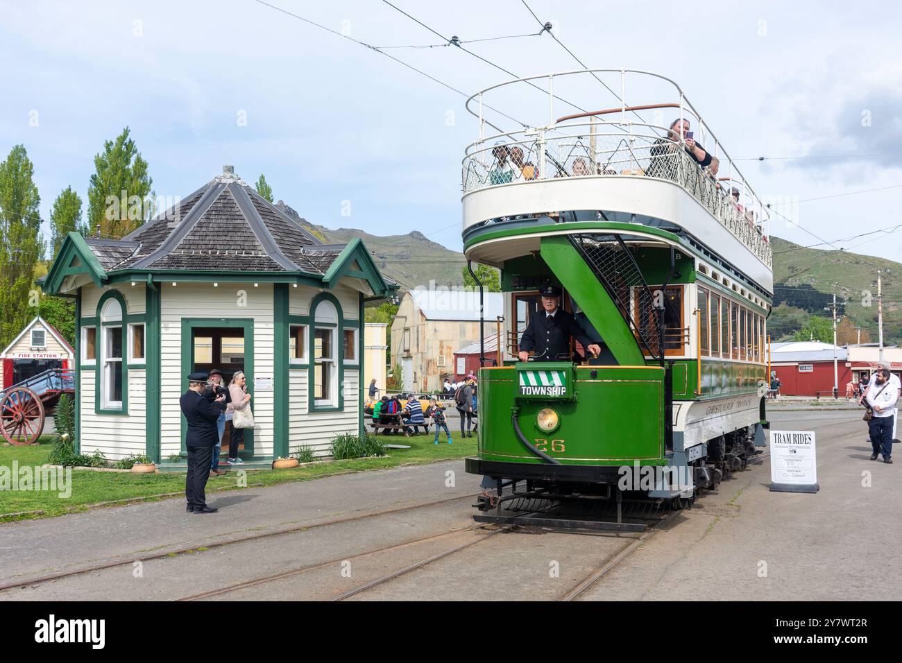Vintage Christchurch Tramways open-top tram, Ferrymead Heritage Park ...