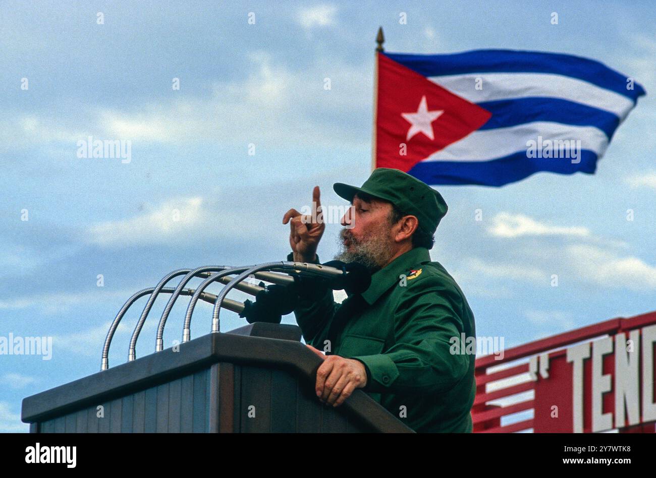 Late Cuban leader Fidel Castro speaking at a rally, Havana,Cuba,1988 ...