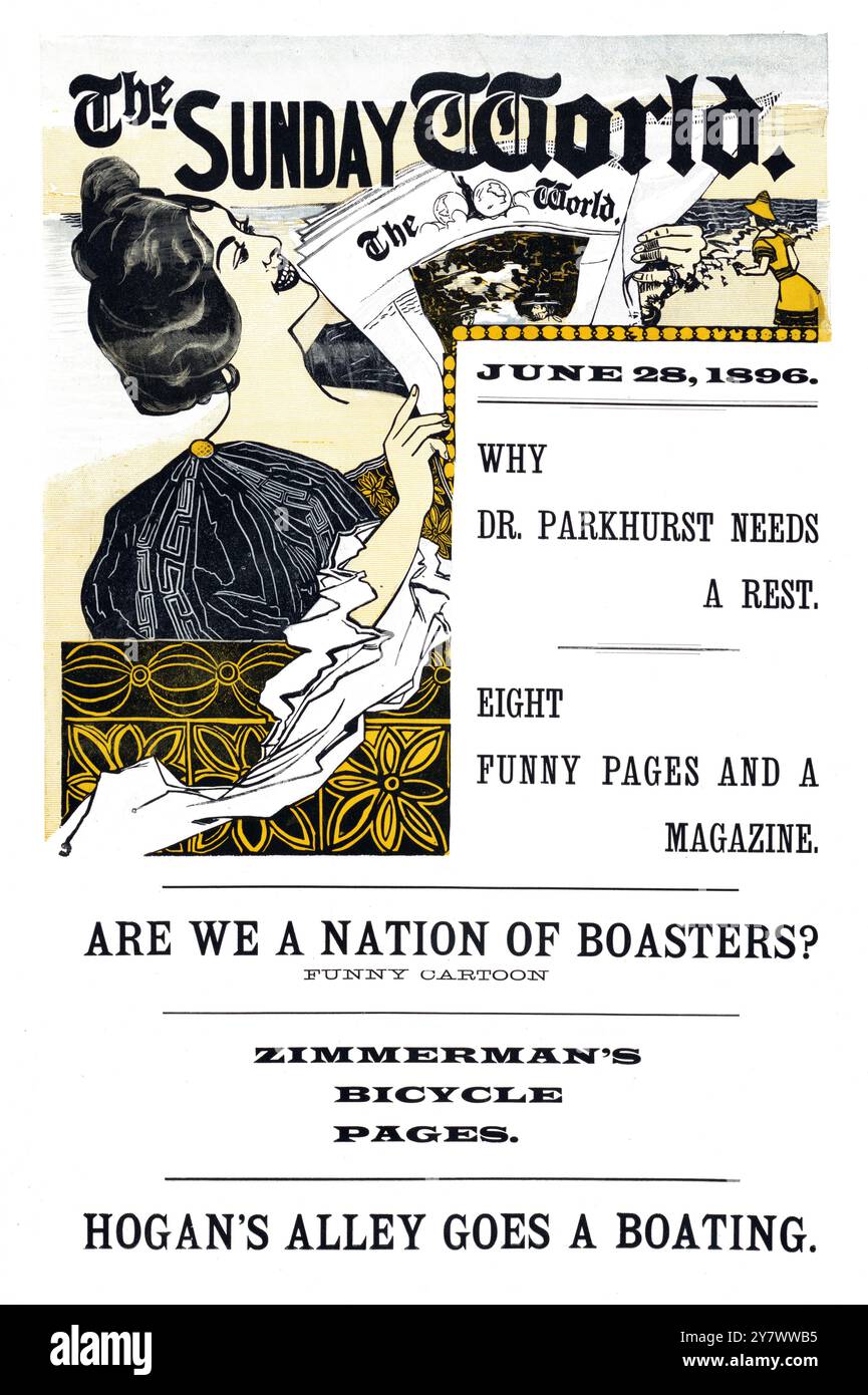 The Sunday World June 28, 1896 - illustration of a woman reading The ...