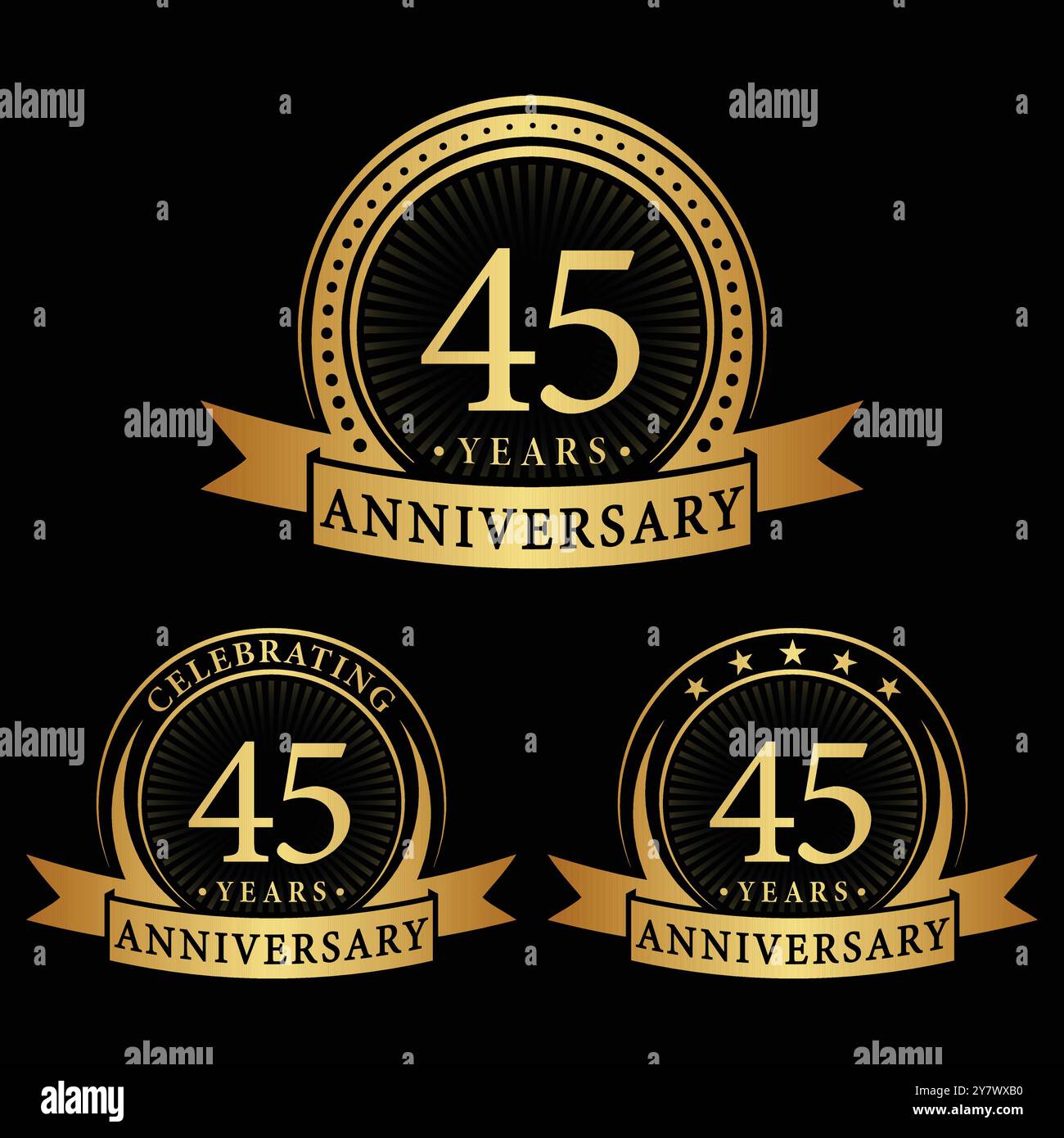 45 years anniversary logo collections. Set of 45th Anniversary logotype ...