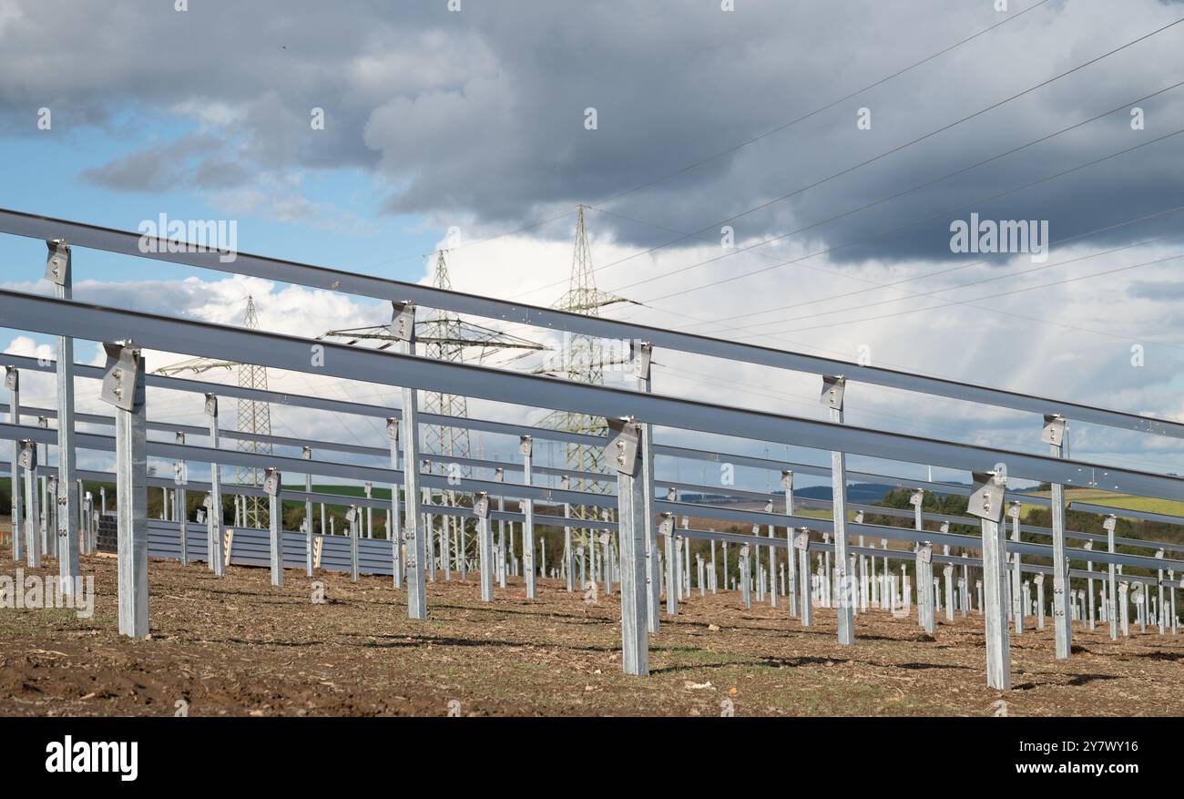 Construction site for solar panel system, transformation to renewable ...