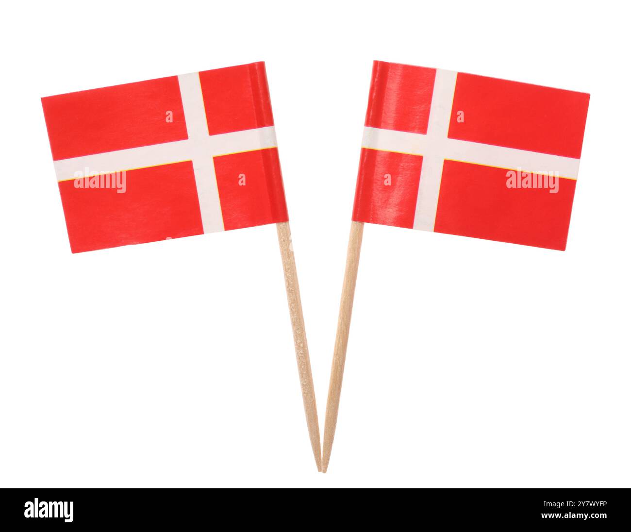 Small paper flags of Denmark isolated on white Stock Photo - Alamy