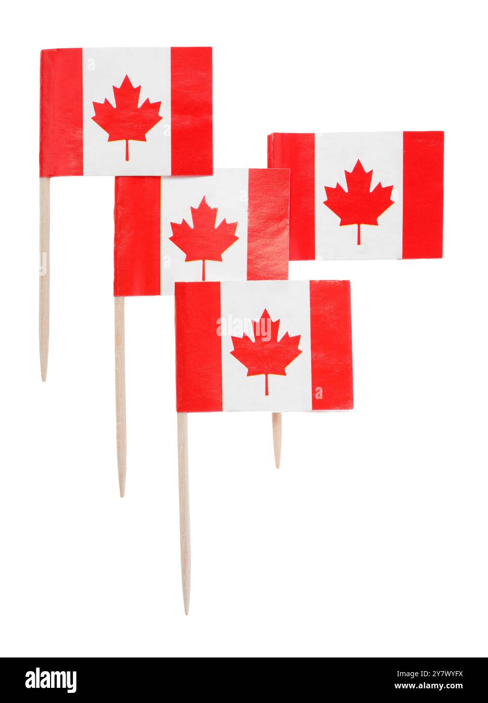 Small paper flags of Canada isolated on white Stock Photo - Alamy