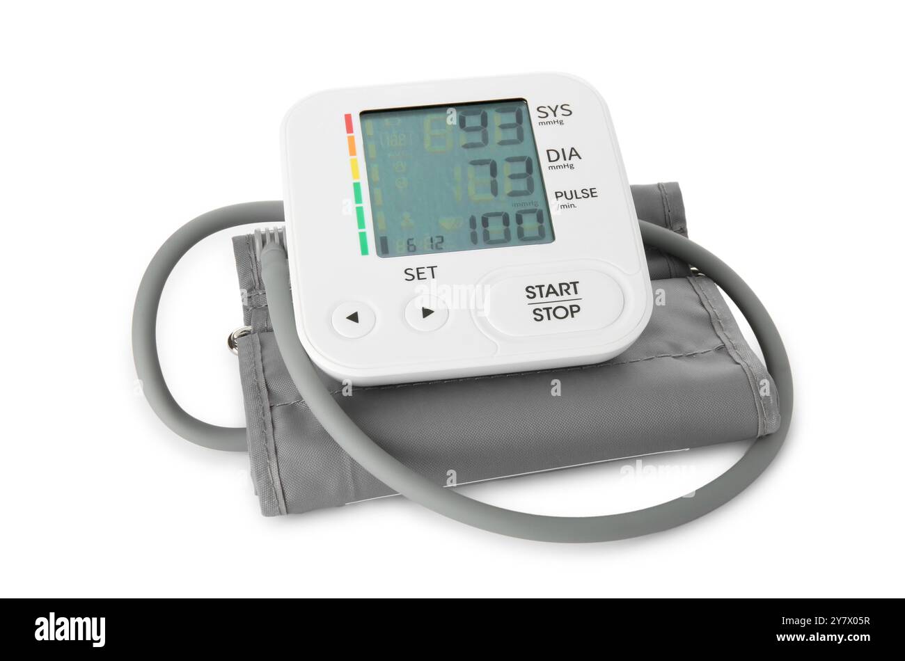 Blood pressure measuring device isolated on white Stock Photo - Alamy