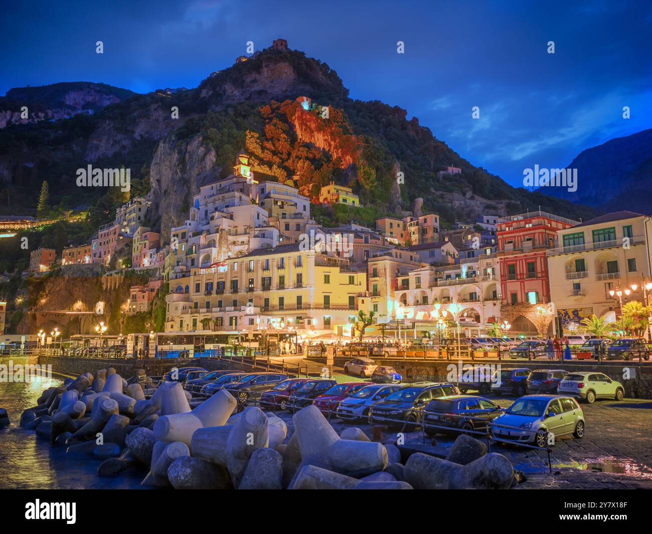 Amalfi at night, Amalfi, Amalfi Coast, Campania, Southern Italy, Italy ...