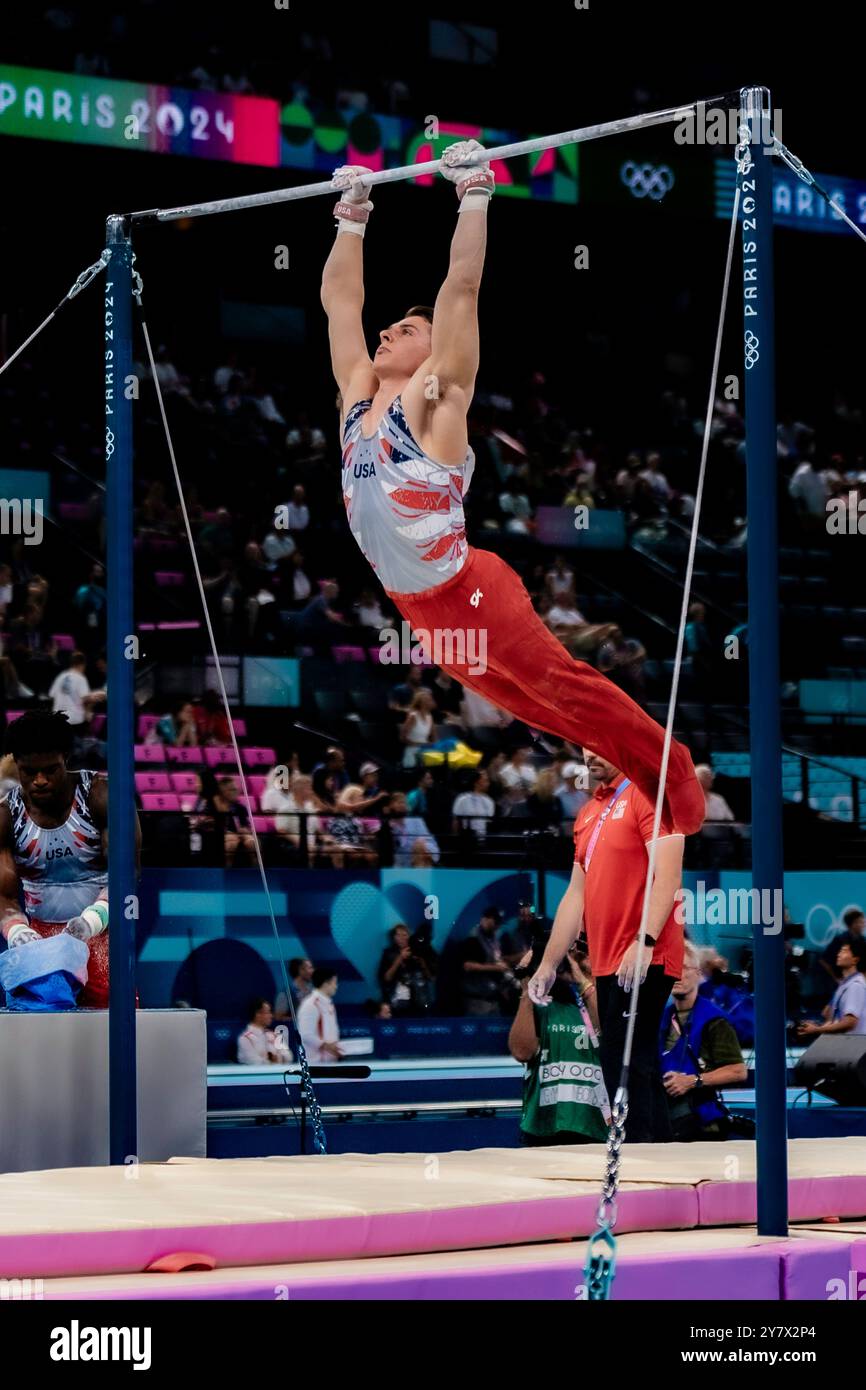 Paul Juda (USA) competing on the Horizontal bar during the Artistic ...