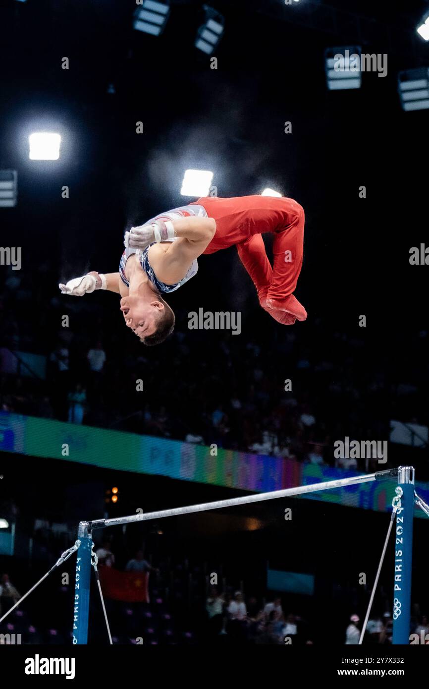 Paul Juda (USA) competing on the Horizontal bar during the Artistic ...
