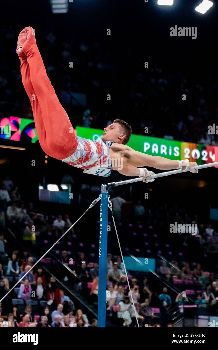 Paul Juda (USA) competing on the Horizontal bar during the Artistic ...