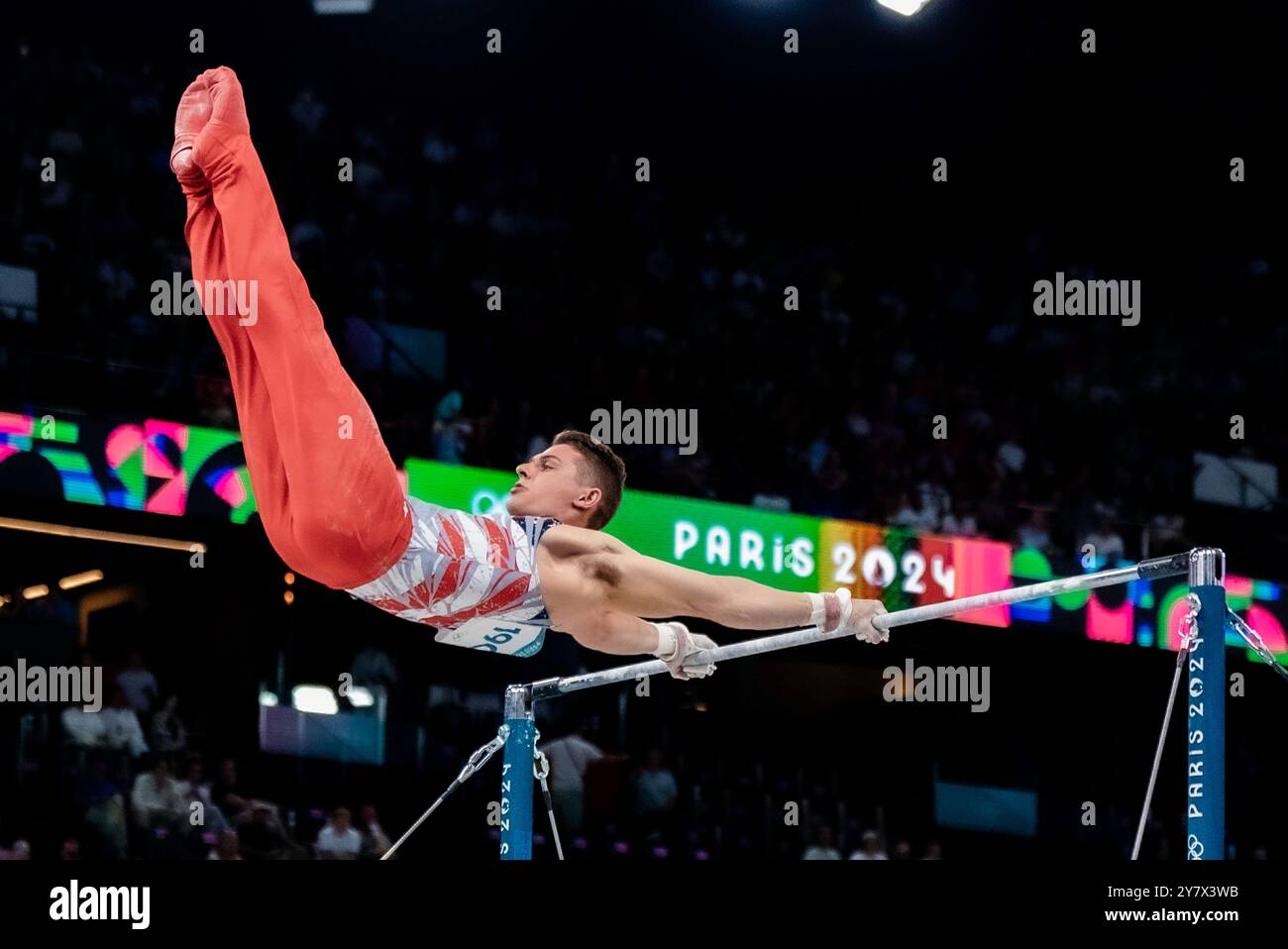 Paul Juda (USA) competing on the Horizontal bar during the Artistic ...
