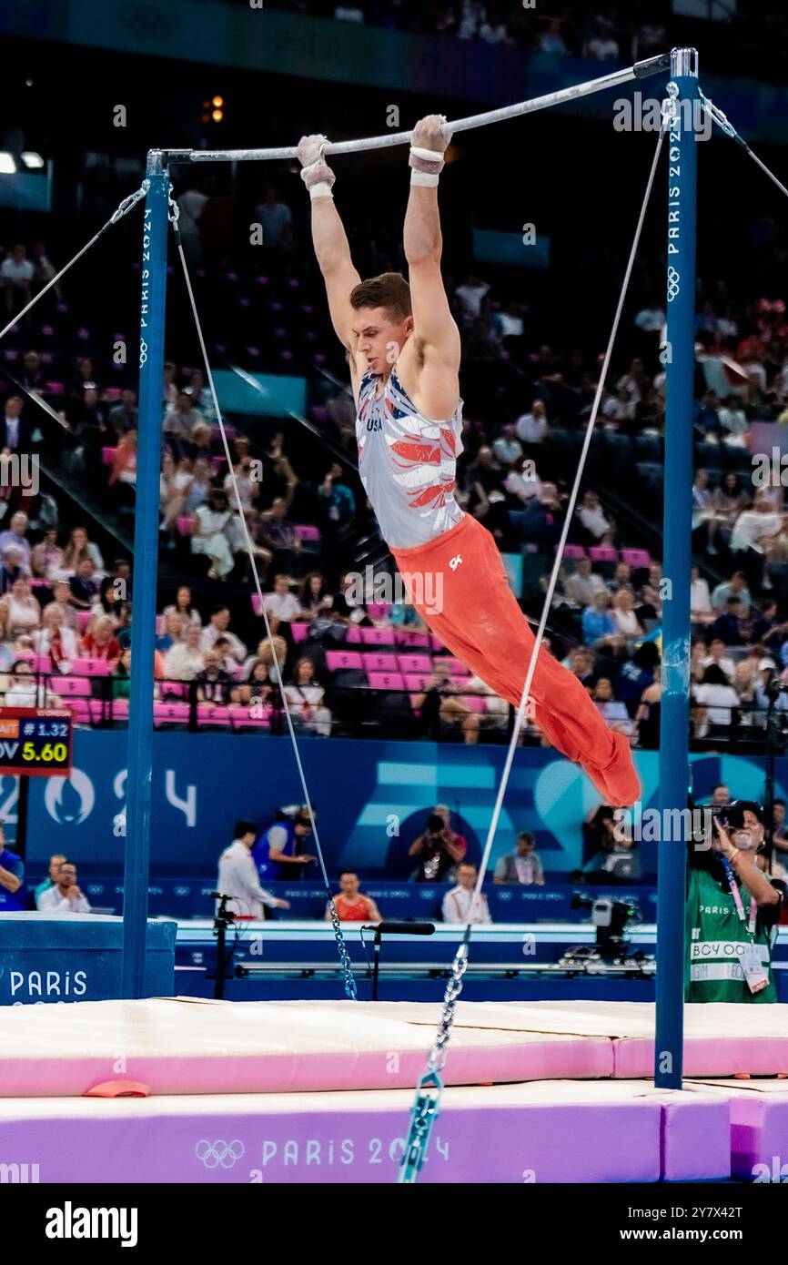 Paul Juda (USA) competing on the Horizontal bar during the Artistic ...
