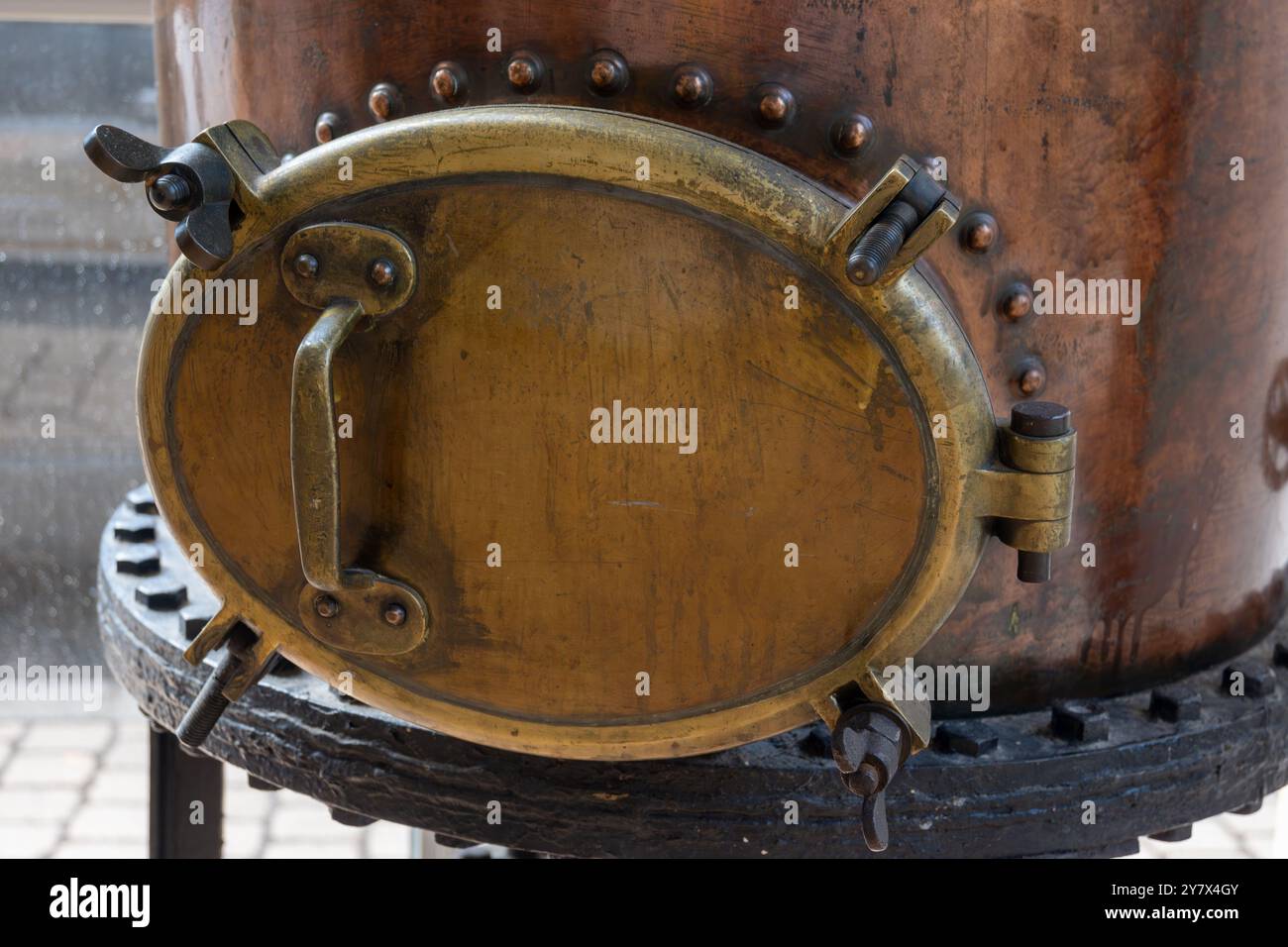 Copper distillation tanks, classic perfume production from natural ...