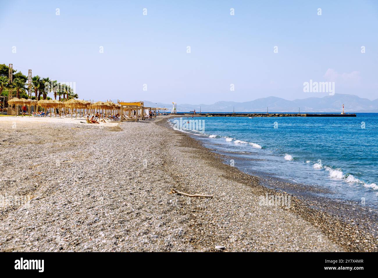 Pebble beach Agios Fokas Beach on the island of Kos in Greece Stock ...