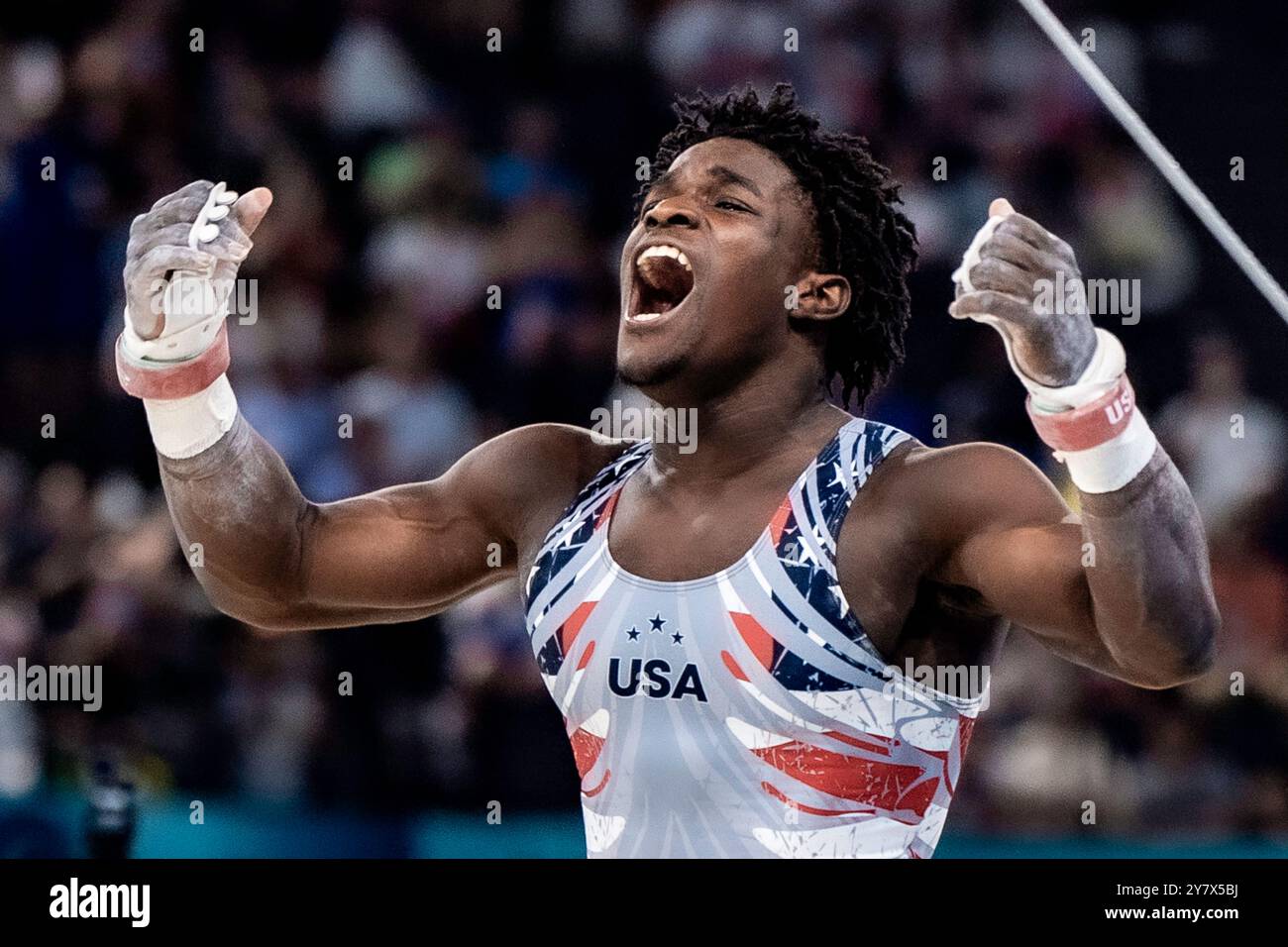 Fred Richard (USA) competing on the Horizontal bar during the Artistic ...