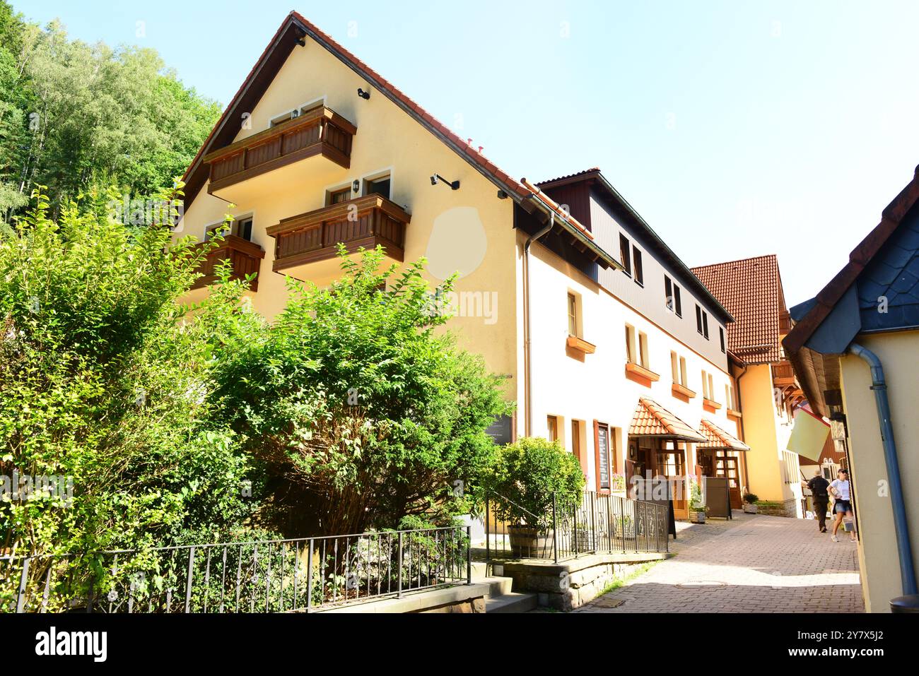View of cafe in German village Stock Photo - Alamy