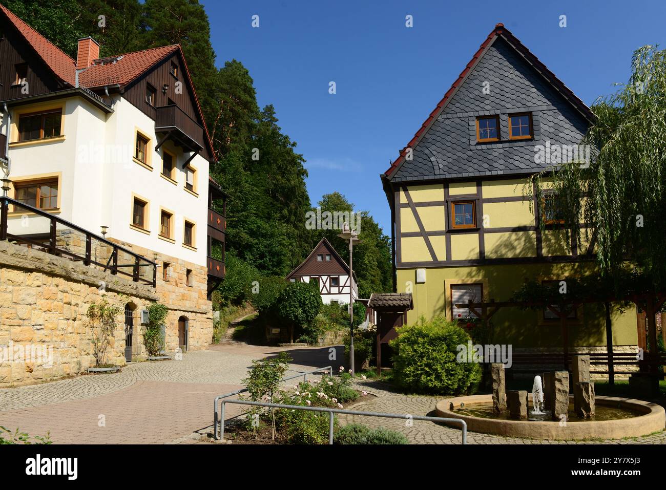 View of German village with beautiful houses Stock Photo - Alamy