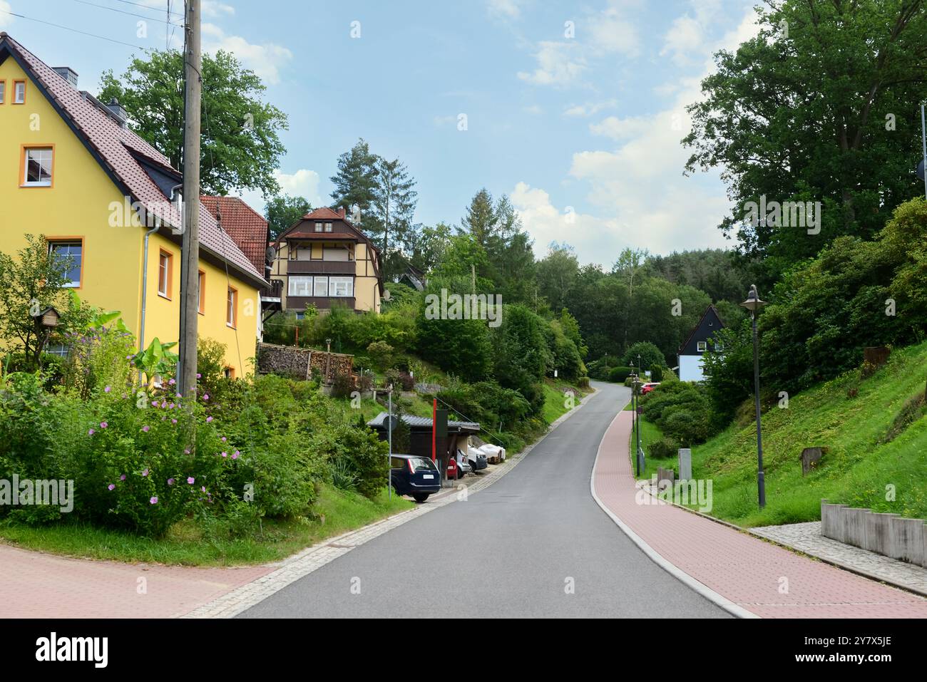 View of German village with beautiful houses and road Stock Photo - Alamy