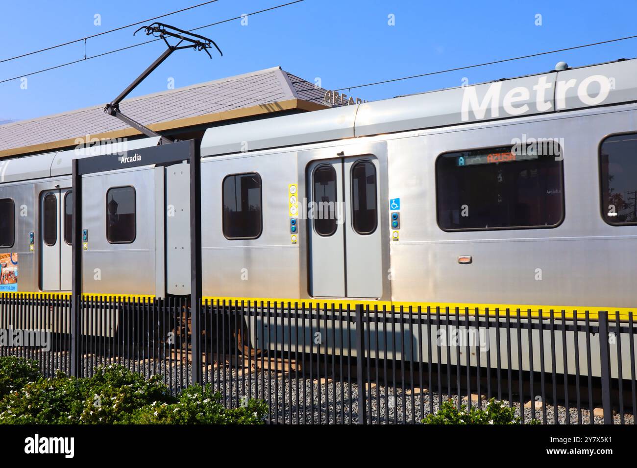 Arcadia (LA County), California: Los Angeles Metro Rail A Line Train at Arcadia Metro Station ...