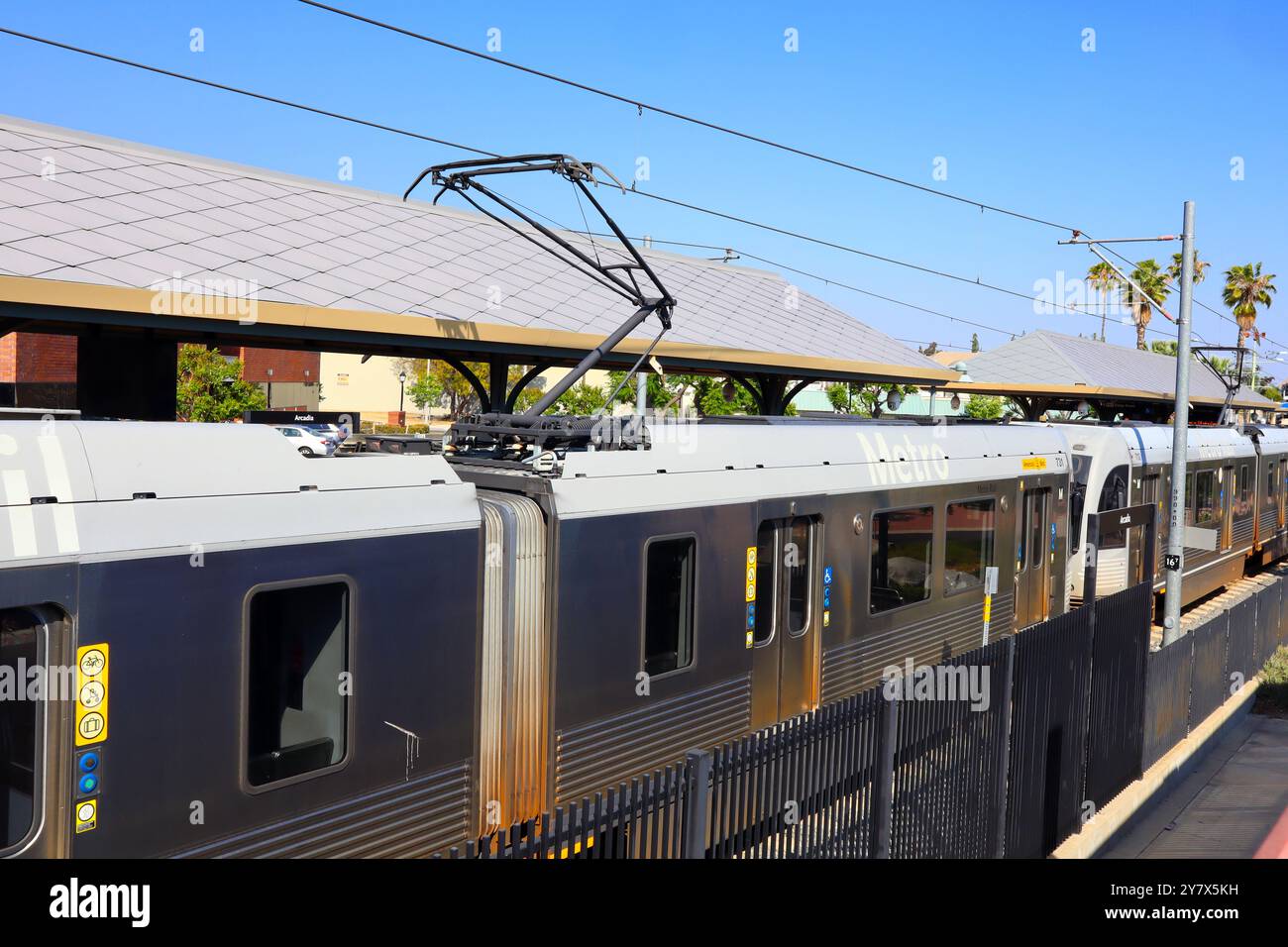 Arcadia (LA County), California: Los Angeles Metro Rail A Line Train at Arcadia Metro Station ...