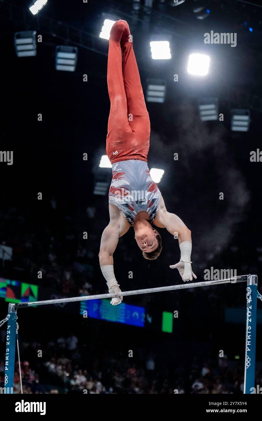 Brody Malone (USA) competing on the Horizontal bar during the Artistic ...