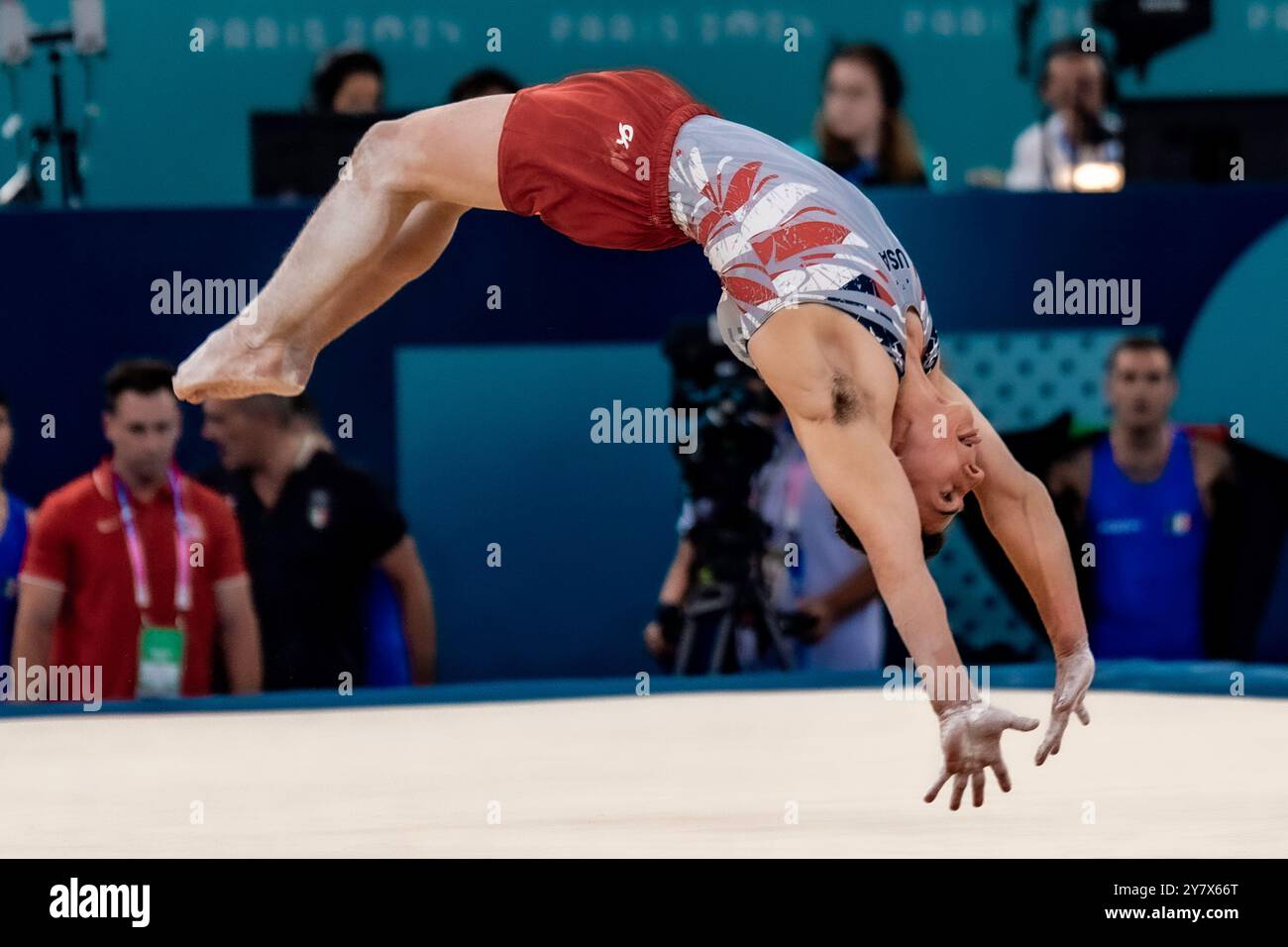 Paul Juda (USA) competing on the Floor exercise during the Artistic ...