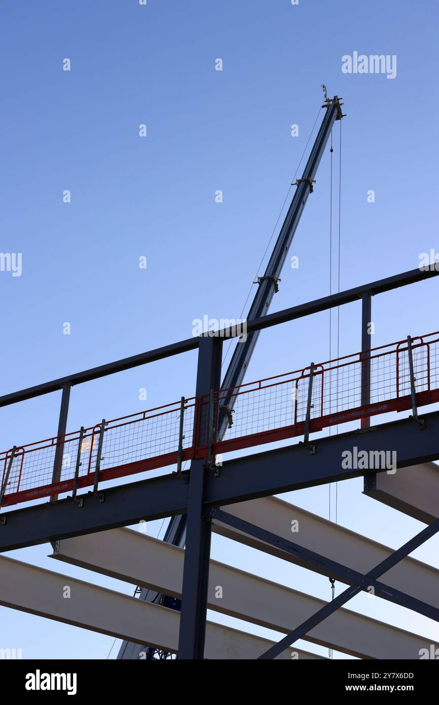 Radcliffe civic hub construction site, steel skeleton frame in greater ...