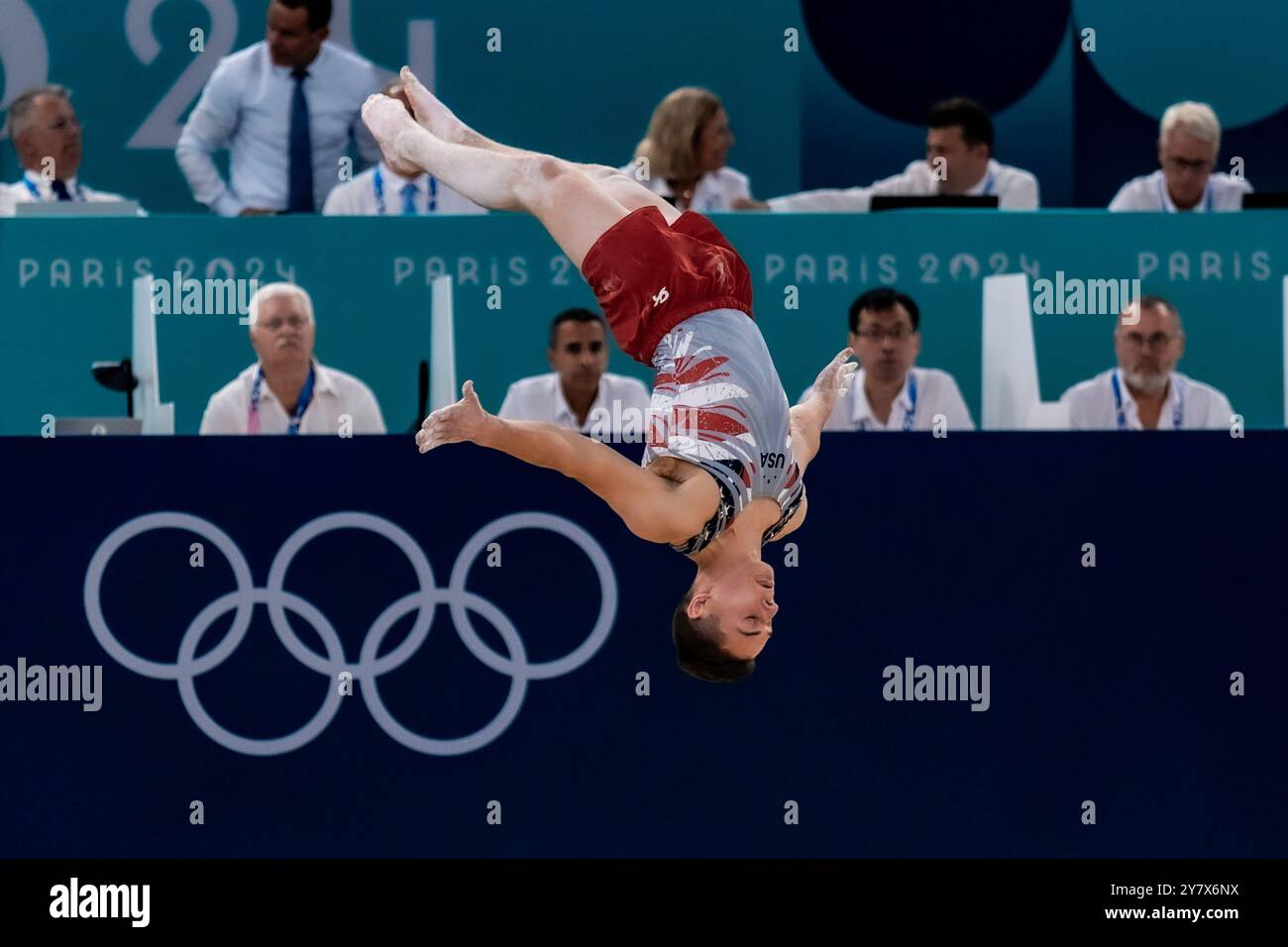Paul Juda (USA) competing on the Floor exercise during the Artistic ...