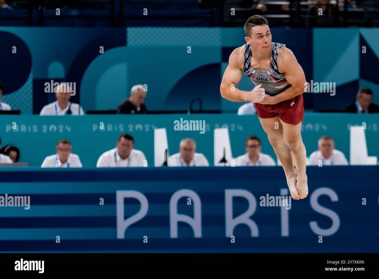Paul Juda (USA) competing on the Floor exercise during the Artistic ...