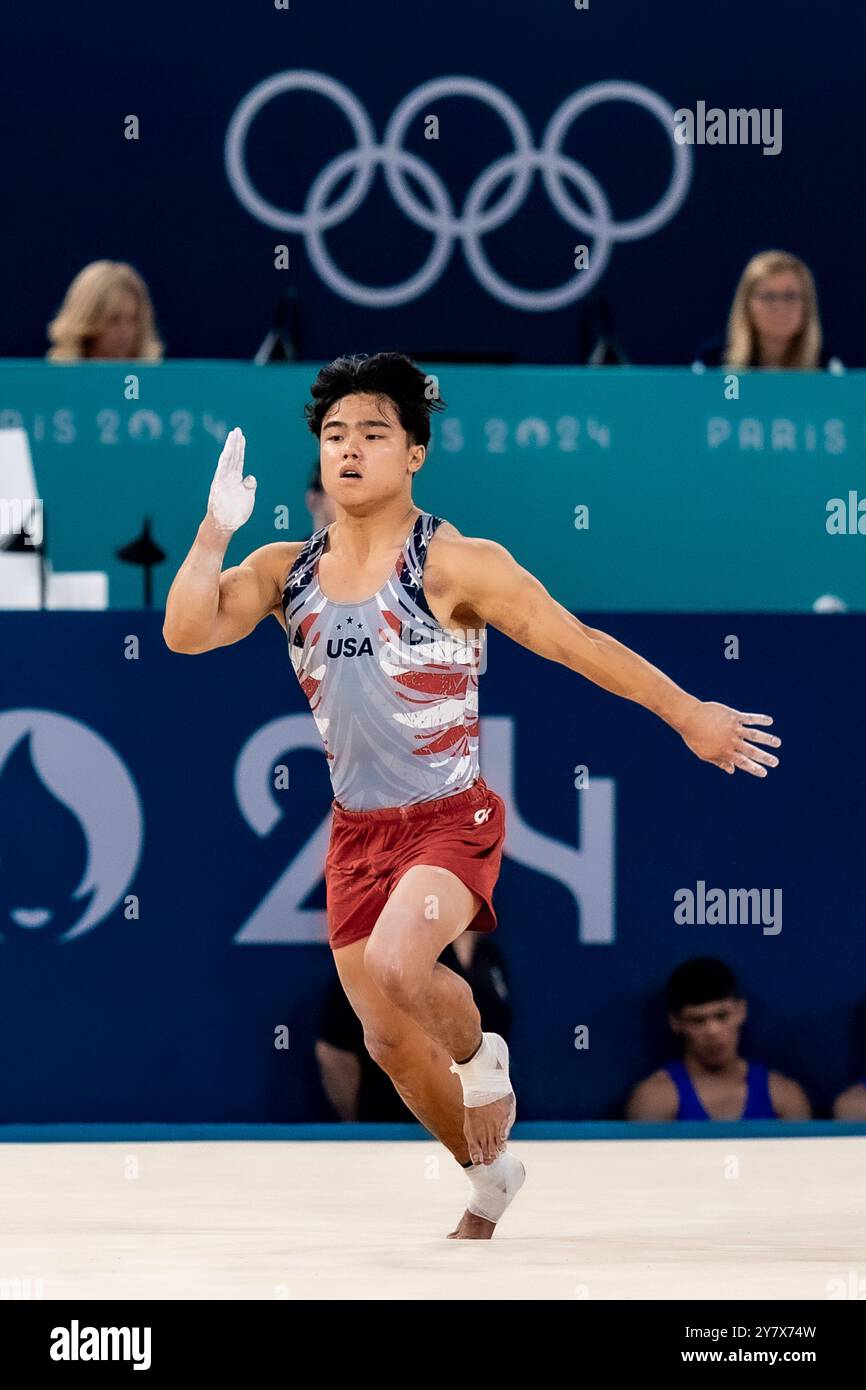 Asher Hong (USA) competing on the Floor exercise during the Artistic ...