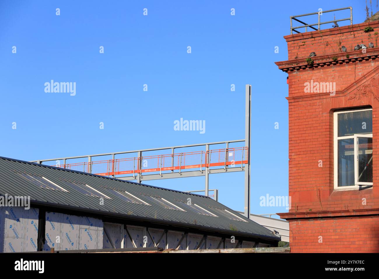 Radcliffe market hall roof with skeleton frame of radcliffe civic hub ...