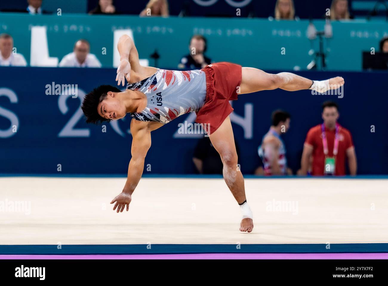 Asher Hong (USA) competing on the Floor exercise during the Artistic ...