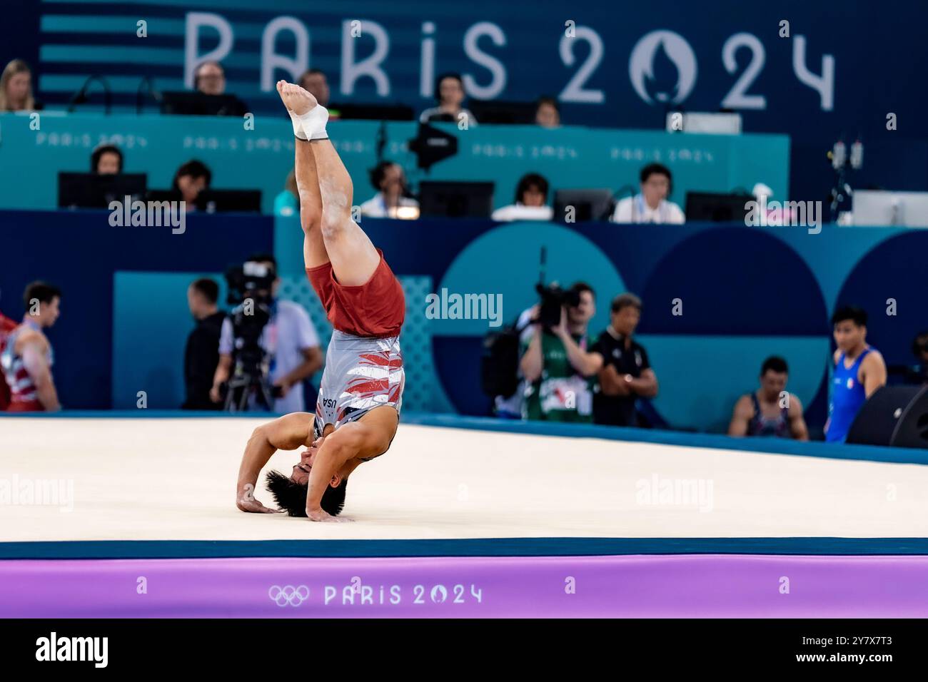 Asher Hong (USA) competing on the Floor exercise during the Artistic ...