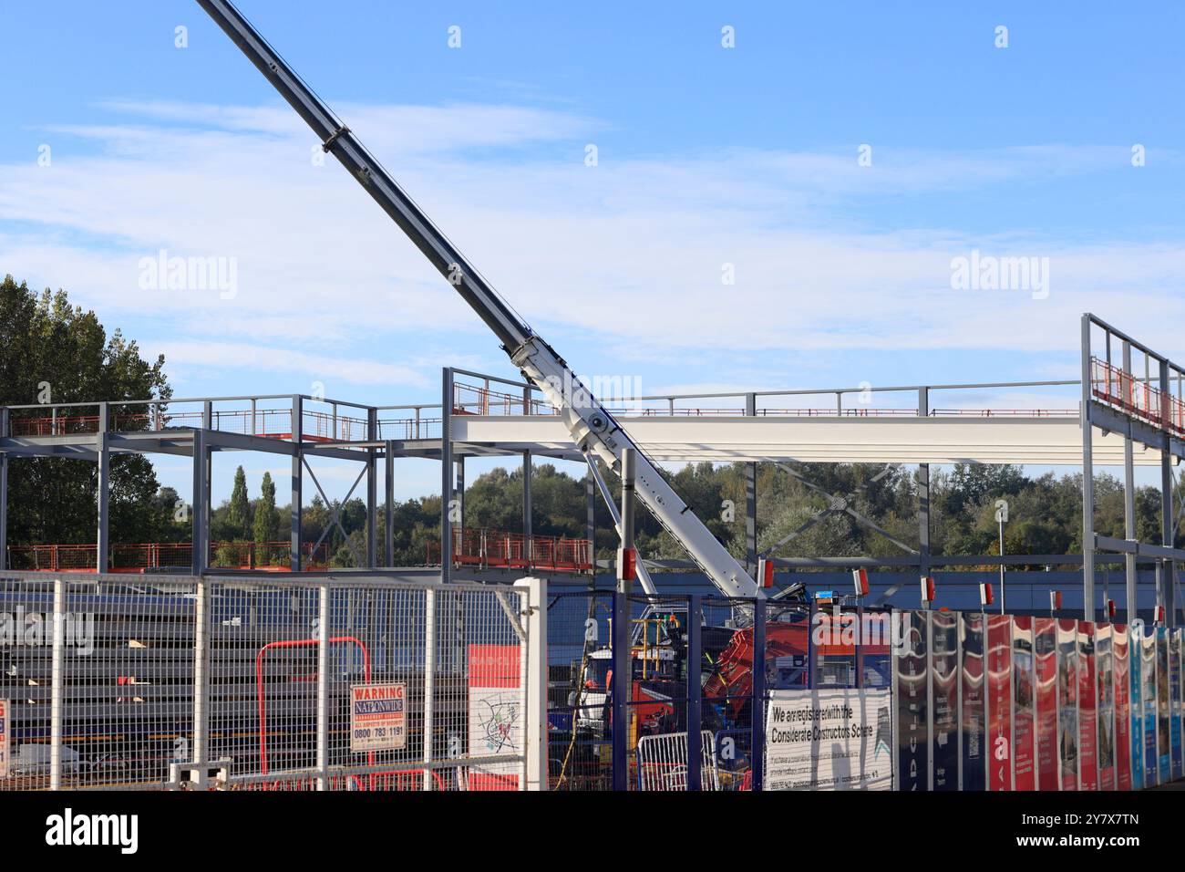 Radcliffe civic hub construction site, steel frame in greater ...