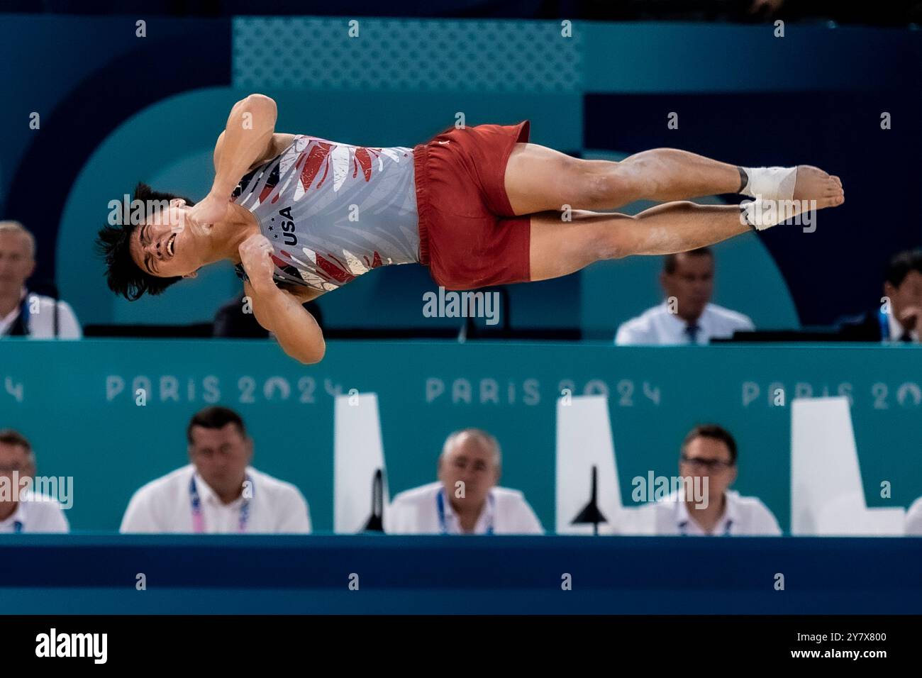 Asher Hong (USA) competing on the Floor exercise during the Artistic ...